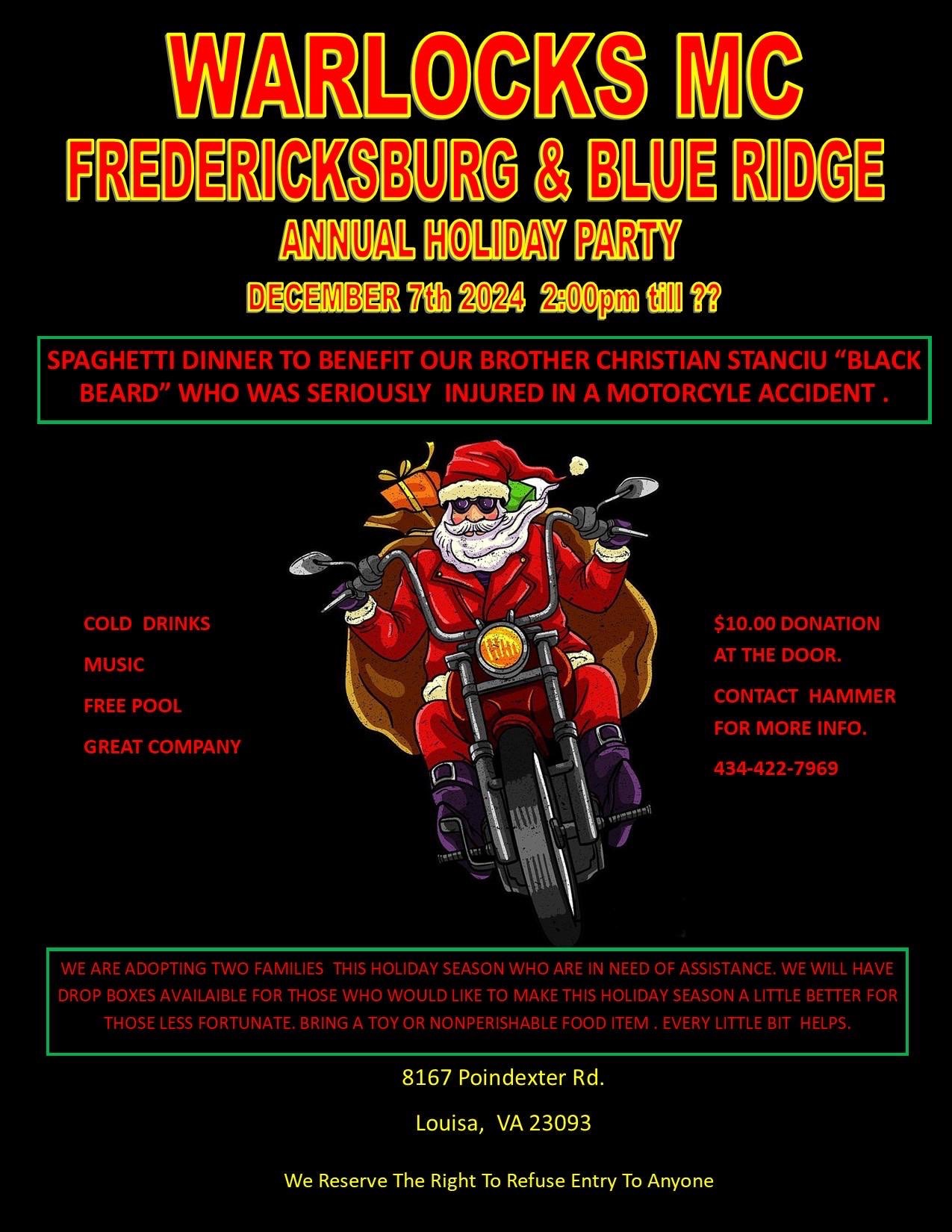 Warlocks MC Fredericksburg & Blue Ridge Chapter’s Spaghetti Dinner ...